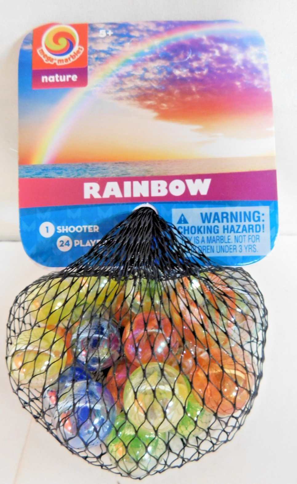 RAINBOW- Net Of 24 Player Mega Vacor Marbles & 1 Shooter-Instructions ...