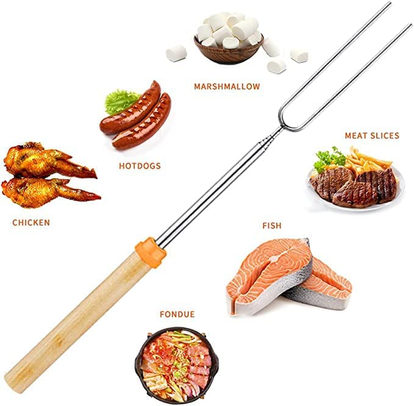 Roasting Sticks, Stainless Steel Roasting Sticks with Wooden Handle, 32 ...