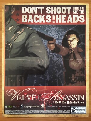 Velvet Assassin Xbox 360 PC 2009 Vintage Poster Ad Art WWII Violette ...