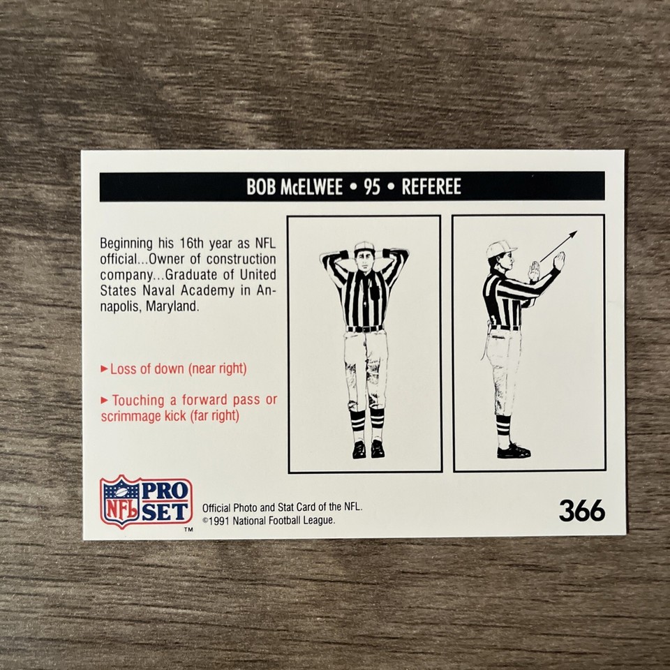 Bob McElwee 1991 Pro Set #366 Officials Football Card NFL | eBay