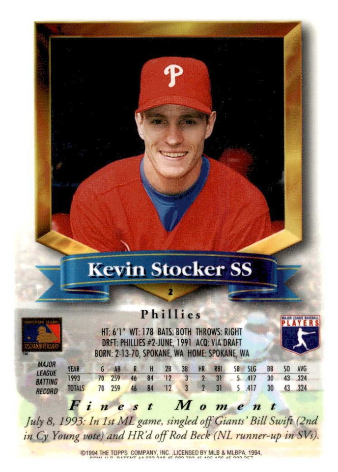 1994 Finest Kevin Stocker FIN 2 | eBay