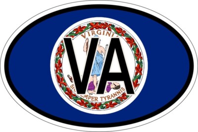 Sticker Oval Flag Code Country USA Virginia | eBay Australia