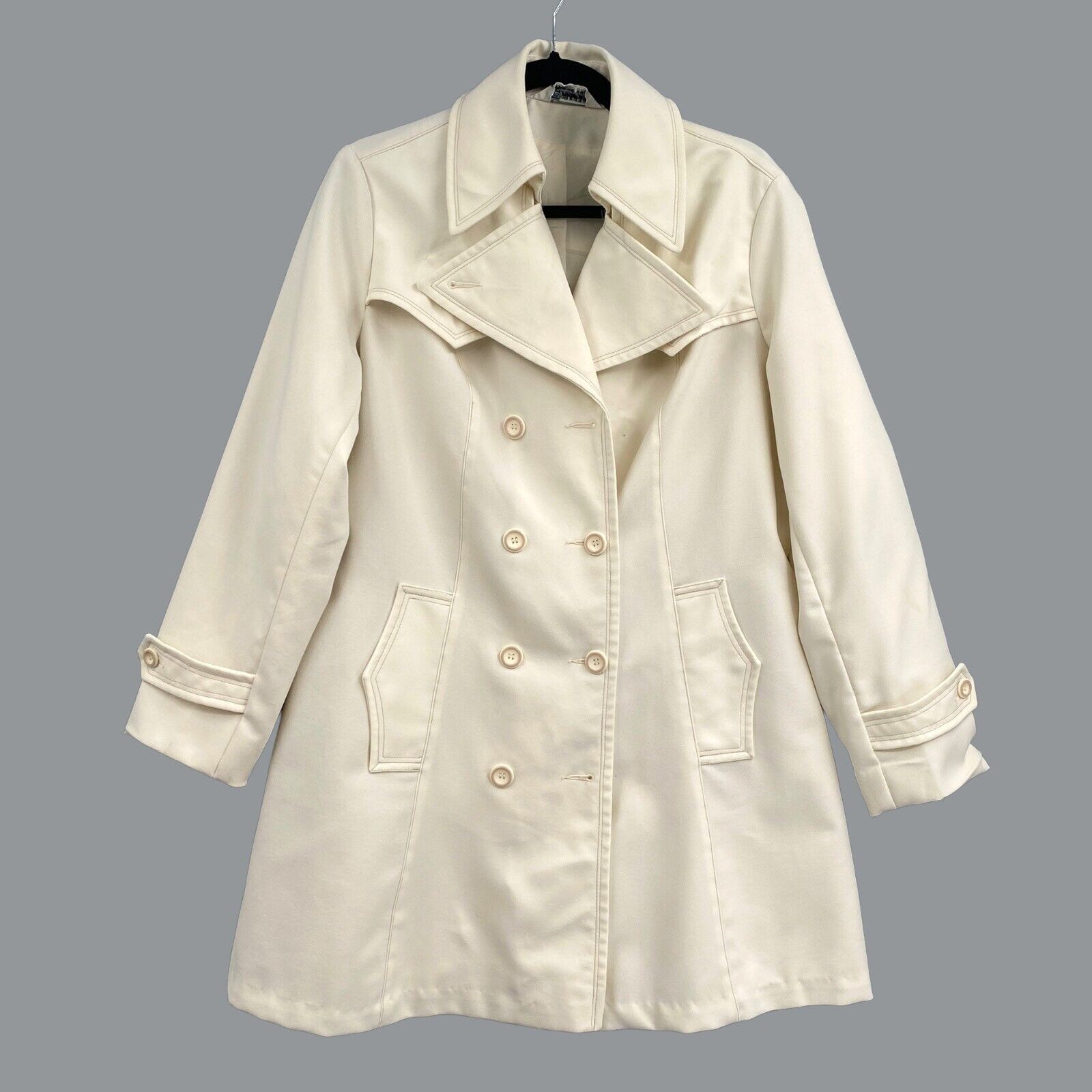 VTG Kmart Polyester Trench Coat Womens Sz 16 Vanilla … - Gem