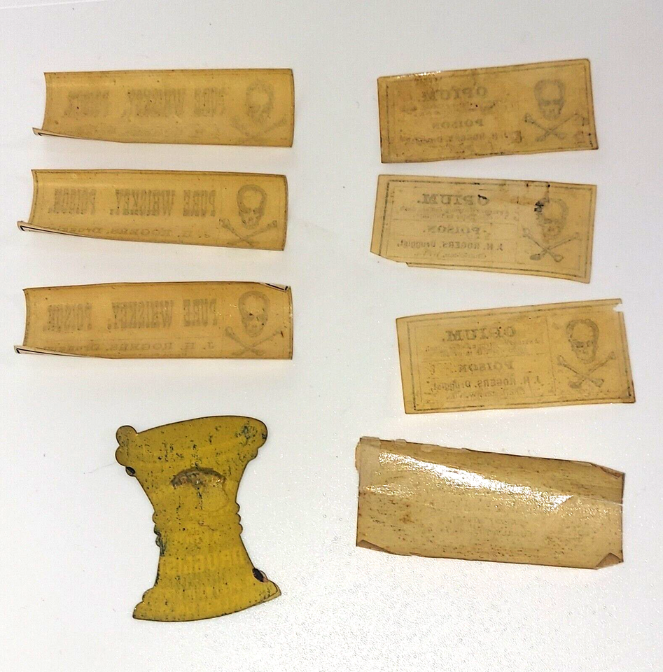 Vtg Pure Whiskey Poison Opium Skull and Pharmacist Label Charleston WV ...
