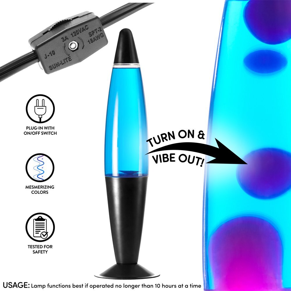 16" Galaxy Lava Motion Volcano Lamp, Purple Wax in Blue Liquid, Black ...