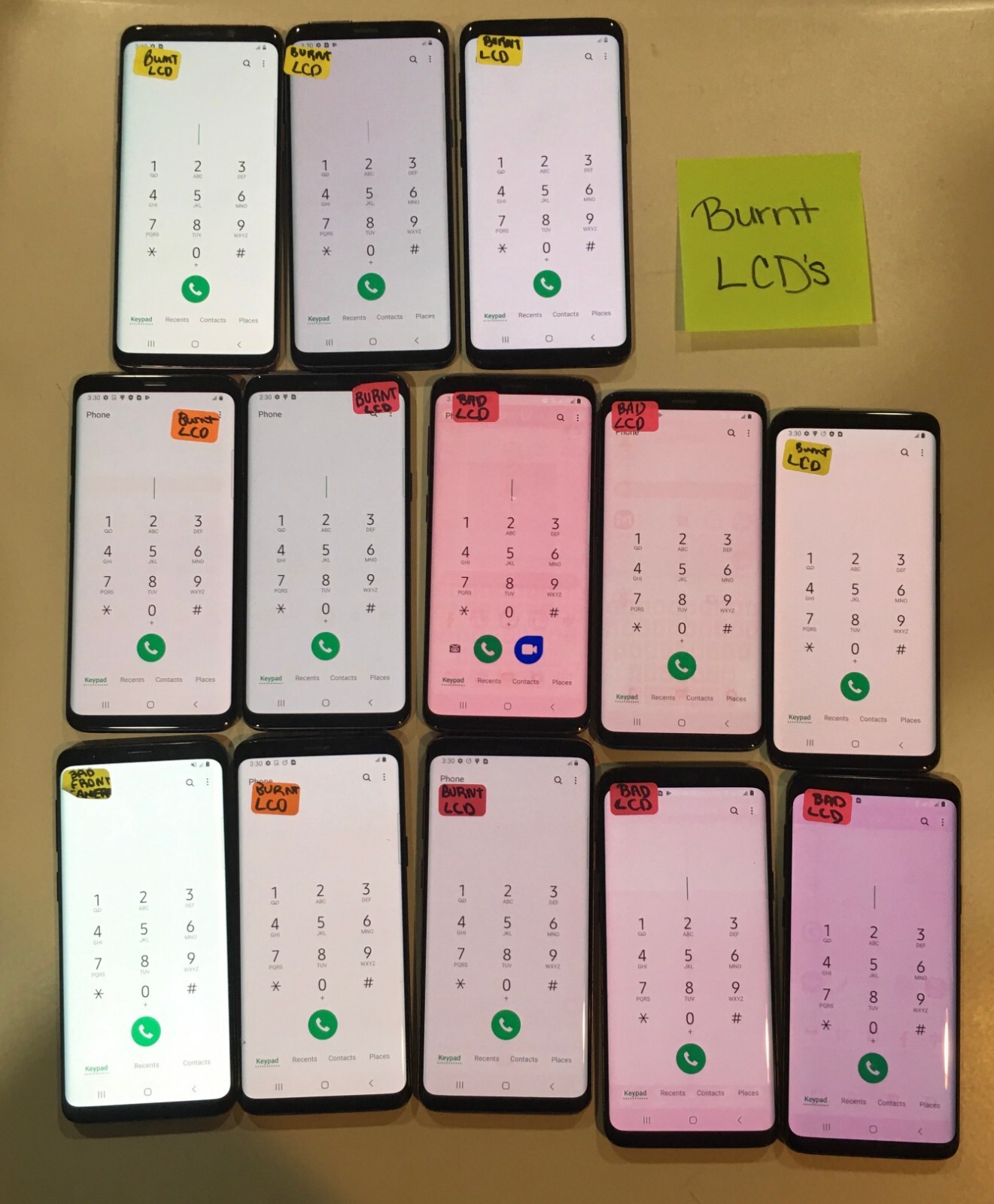 BULK LOT OF 13 SAMSUNG GALAXY S9 G960U 64GB A/B STOCK UNLOCKED (HAS LCD ...