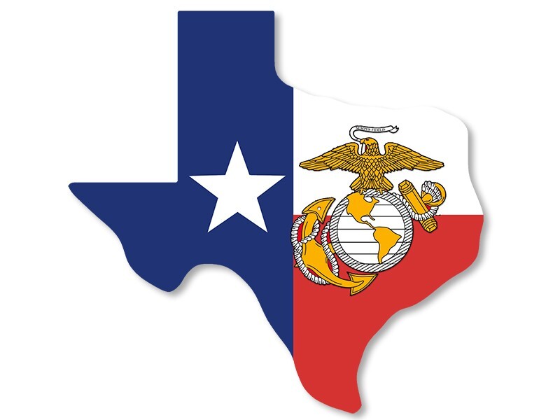 3 inch Texas Shaped Flag US Marine Logo Sticker (vinyl car decal tx ...