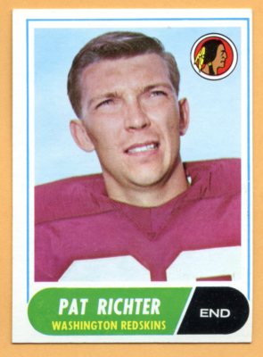 1968 Topps Football #114D Pat Richter (EX-MT) -- Washington Redskins | eBay