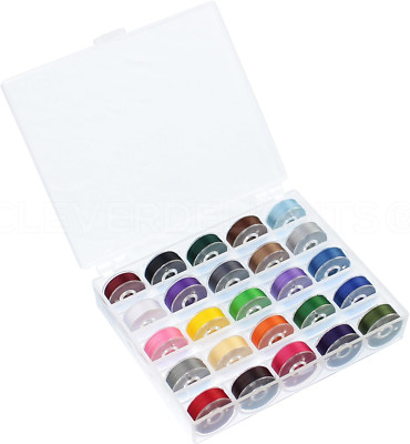 25 Color Prewound Bobbins Set - Size L Bobbins - 75D/2 (60WT) Polyester ...