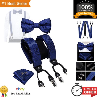Soft Silk Suspenders Set with Royal Blue Bow Tie - Perfect for Special ...