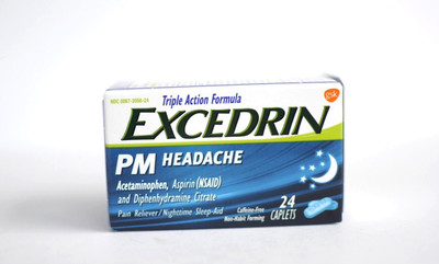Excedrin PM Headache Sleep Aid Pain Reliever Caplets 24 Count EXP 2025 ...