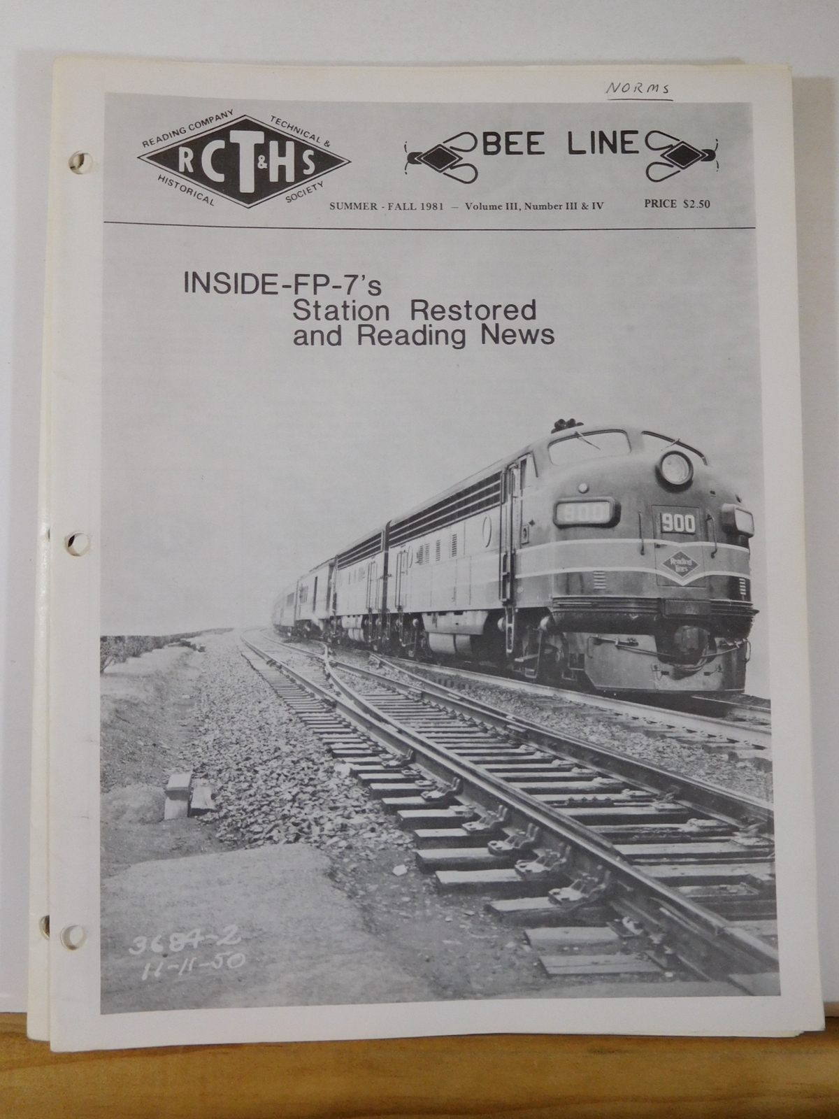 Bee Line Reading Co Historical Society 1981 Summer / Fall V3#3/4 FP-7s ...