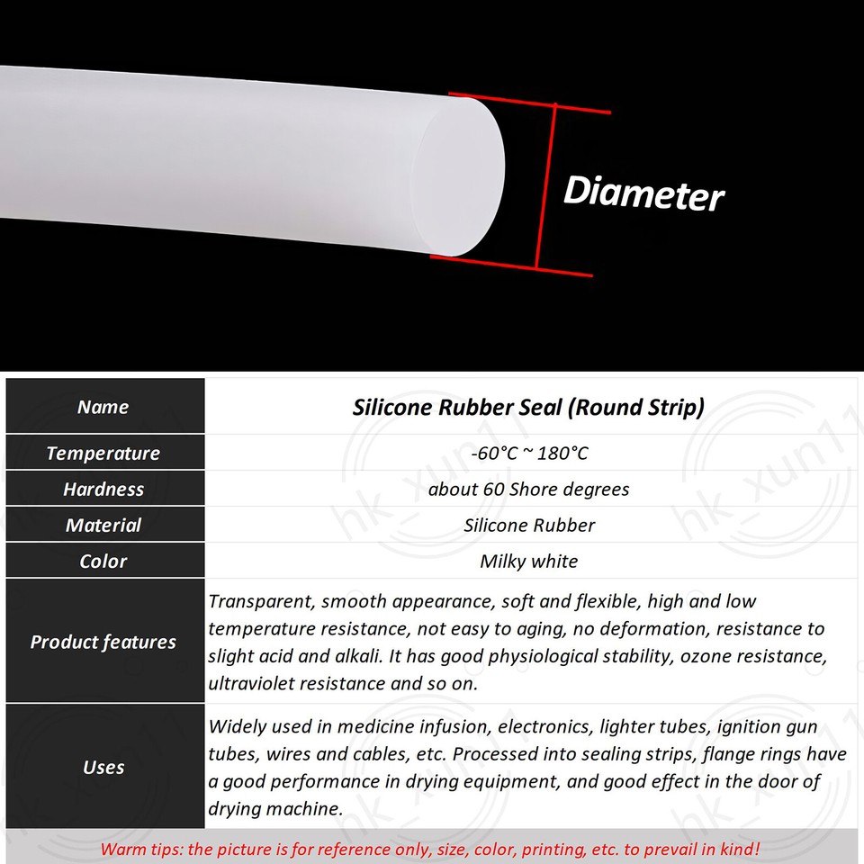 Silicone Rubber Cord White Round Strip Solid Rubber Strip Sealing Strip ...