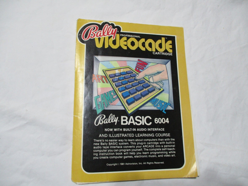 Bally Astrocade Videocade BASIC Manual, detached cover - Free shipping | eBay