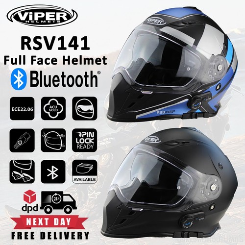 ViPER RSV141 Motorcycle Helmet Blinc Bluetooth Full Face Motorbike ...