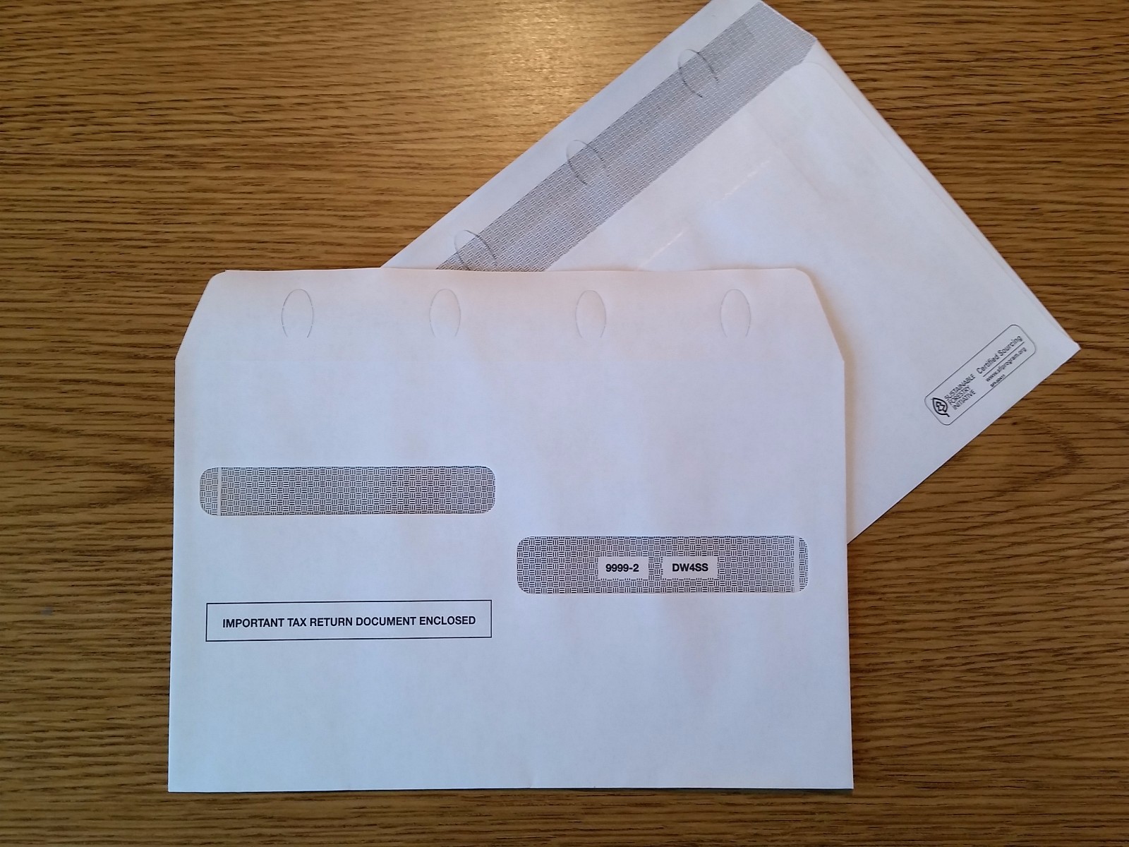 50/pk ~ W-2 ENVELOPES for 4-up tax forms SELF-SEAL 9" x 5-5/8" #9999-2 ...