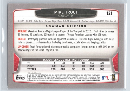 2013 Bowman #121 Mike Trout / angels baseball card | eBay