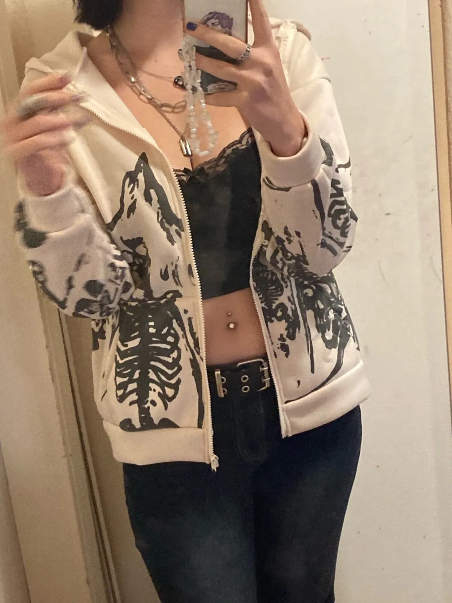 2024 Y2K Emo Men Women Streetwear Vintage Skull Hoodies Zip 2024 Y2K Emo Men Women Streetwear Vintage Skull Hoodies Zip