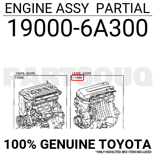 190006A300 Genuine Toyota ENGINE ASSY PARTIAL 19000-6A300 | eBay