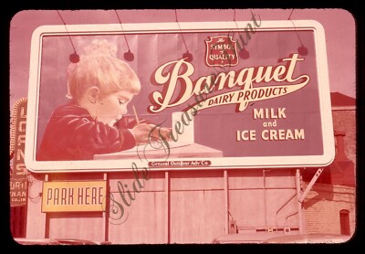 Banquet Dairy Products Milk Ice Cream Billboard Sign 1950s 35mm Slide ...
