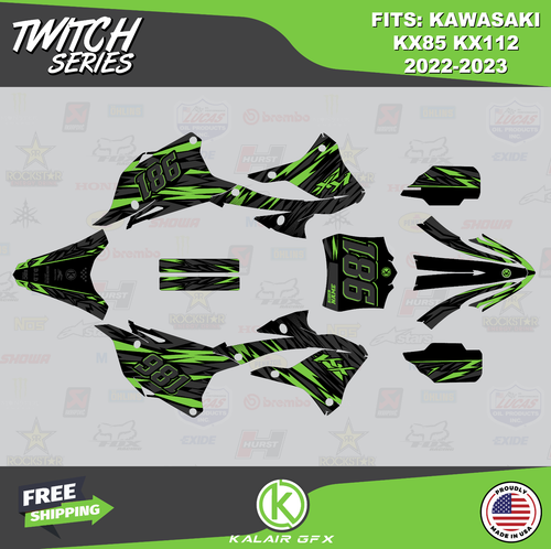 Graphics Kit for KAWASAKI KX85 KX112 2022 2023 Twitch-Green | eBay