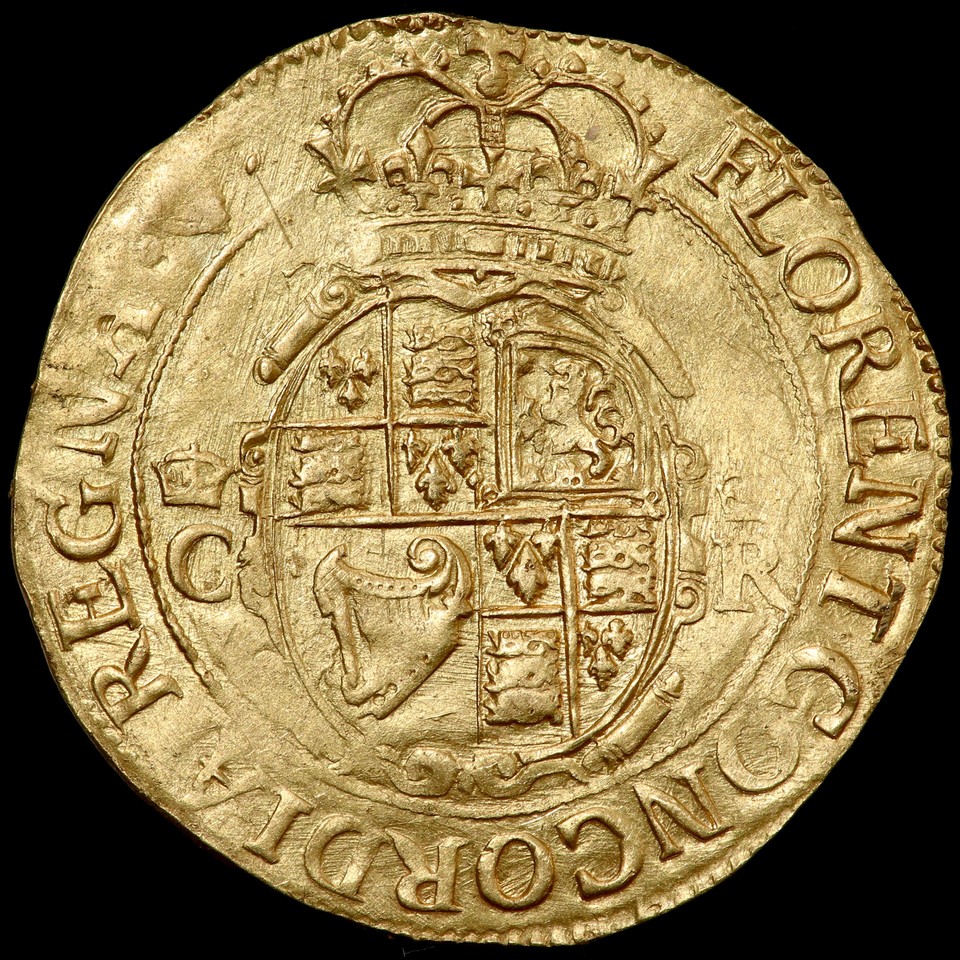 Charles I, 1625-49. Unite, mm. Harp, 1632-33. Tower Mint Under The King ...