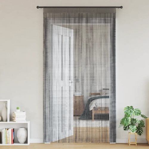 String Curtains 2 pcs Anthracite 140 x 250 cm Durable Polyester Easy to ...