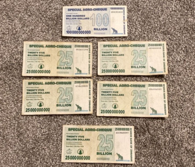 ZIMBABWE BANKNOTES: 1 X 100 BILLION AND 5 X 25 BILLION USED | eBay