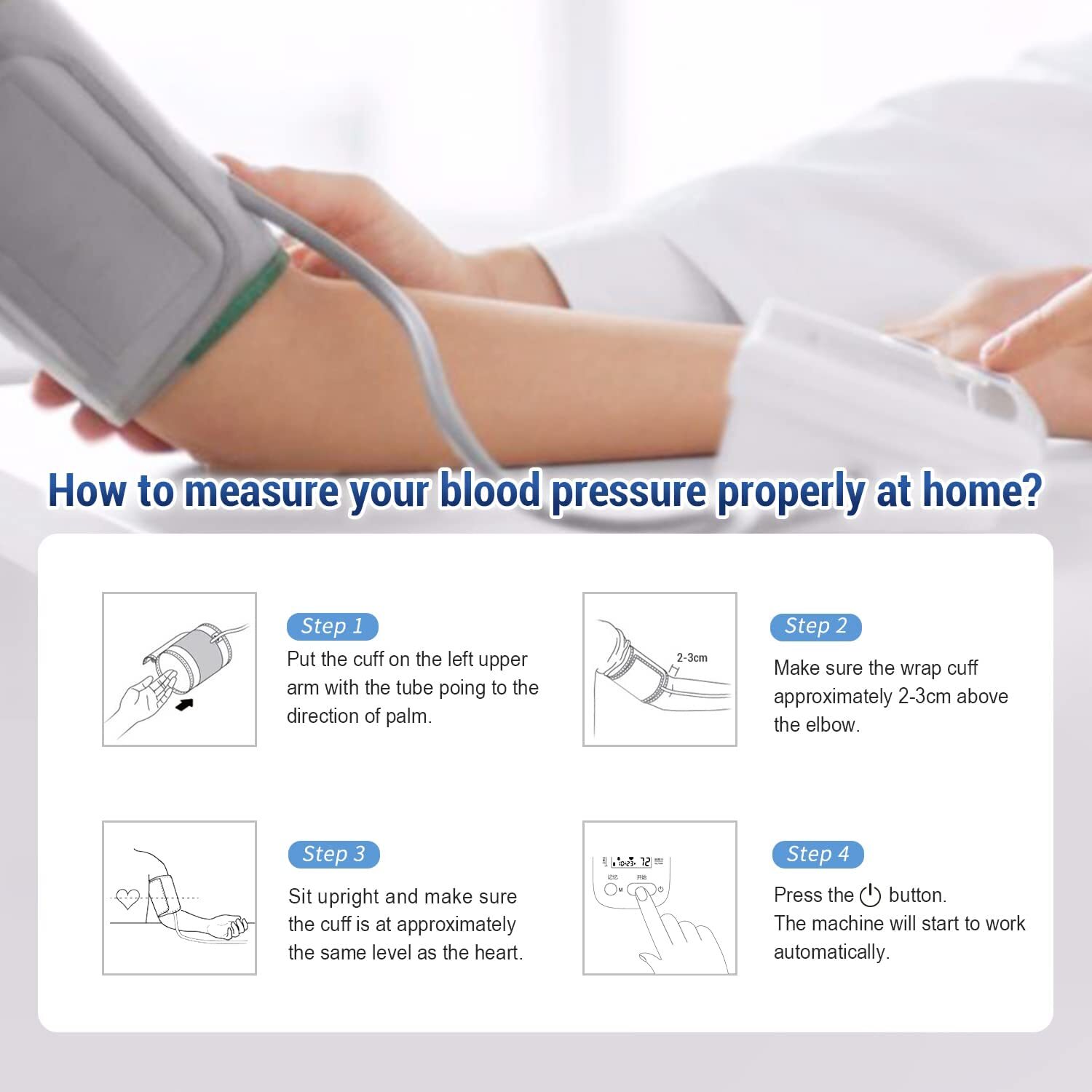 Scian Upper Arm Blood Pressure Monitor Digital Automatic BP Cuff Gauge ...