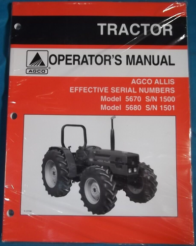 AGCO ALLIS 5670 5680 TRACTOR OPERATOR OPERATION & MAINTENANCE MANUAL ...