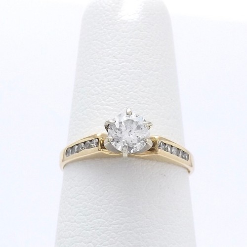 14k Gold Round Diamond Channel Set Engagement Ring High Top Center | eBay