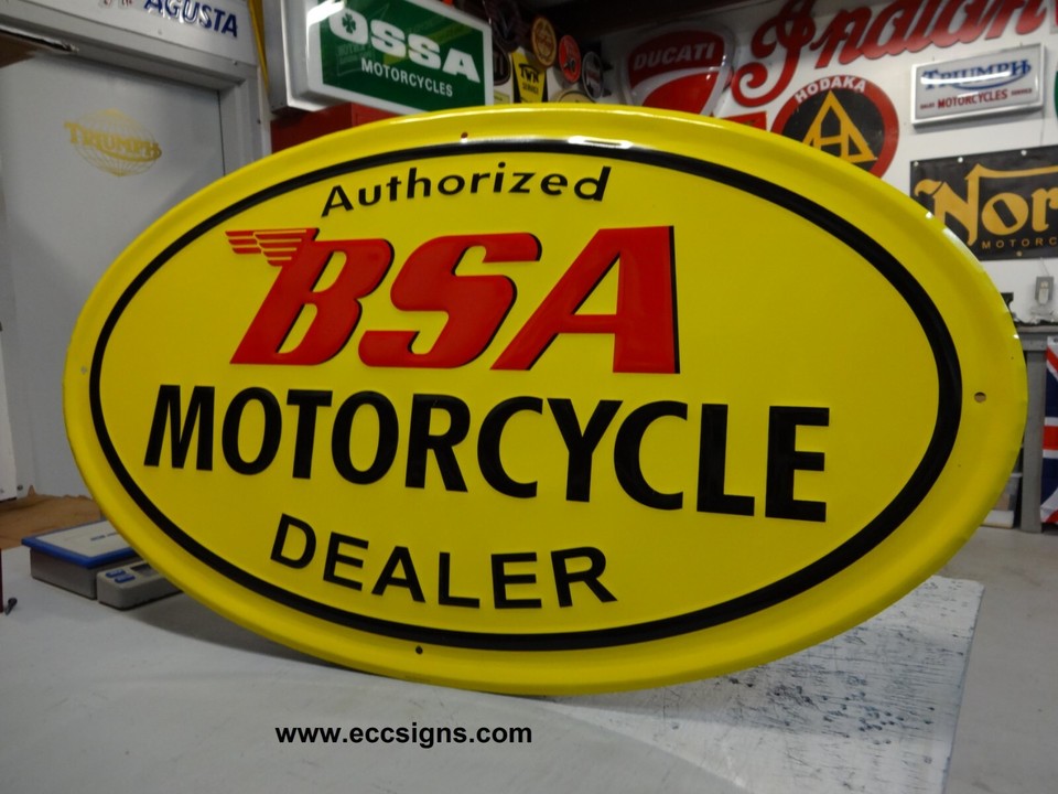 BSA OVAL DEALER MOTORCYCLE LG SIGN 31" x 18" PARTS EC0001 | eBay