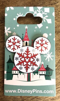 ️ Disney Mickey Head Snowflake Christmas Holiday Pin Red & White ...