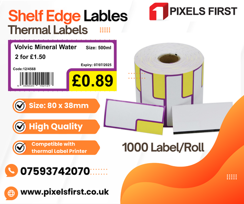 Shelf Edge Labels Colour Thermal Roll – Retail Price Tickets EPOS ...
