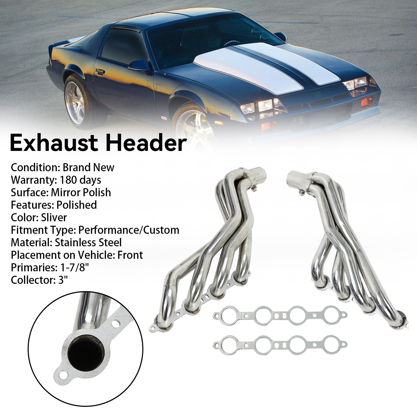 Stainless Header Kit LS Fits Chevy Camaro Firebird Third Gen F-Body LS1 ...