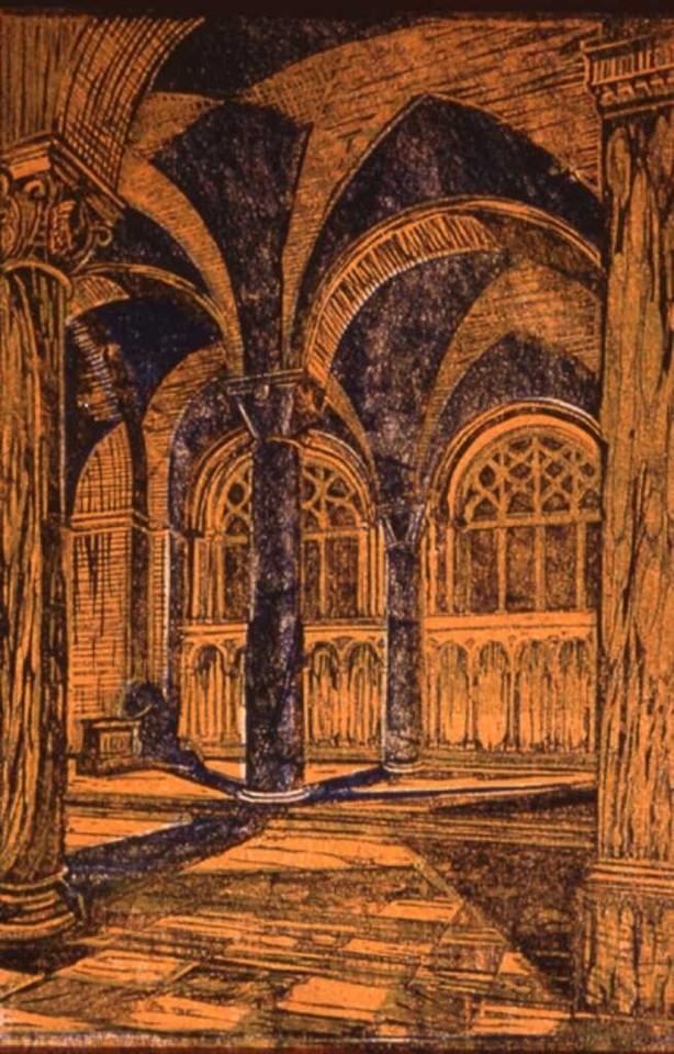 Westminster Cathedral Art Print – Cyril Power 1928 – Linocut of Gothic ...