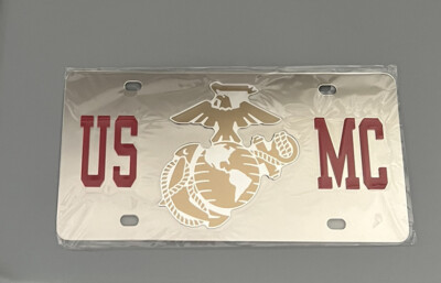 Marines US MC Logo Silver/Chrome License Plate 3D Engraved New Sealed ...