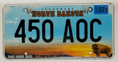 2017 NORTH DAKOTA Bison License Plate - ND #450-AOC | eBay