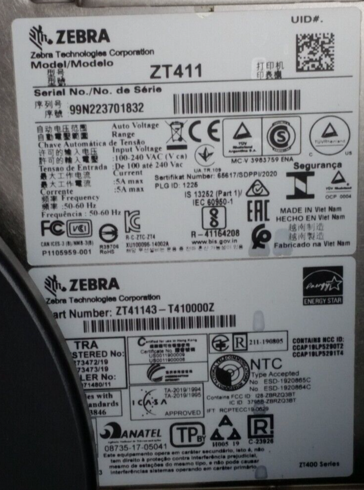 Zebra ZT411 Thermal Network Label Printer 300 DPI ZT41143-T410000Z | eBay
