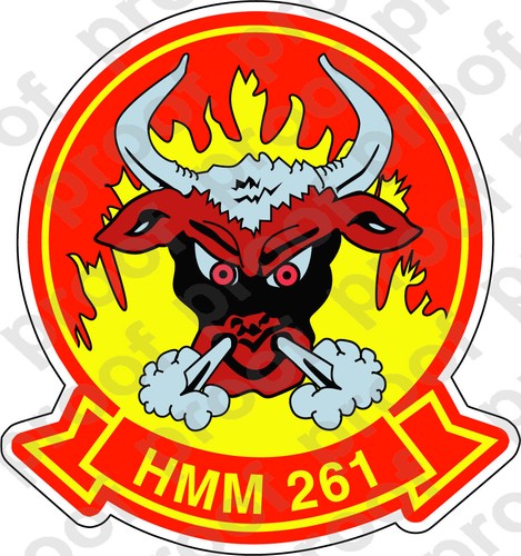 STICKER USMC HMM 261 RAGING BULLS ooo USMC Lisc No 20187 | eBay