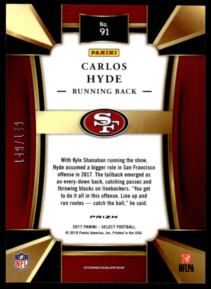 2017 Panini Select Carlos Hyde Blue /149 | eBay