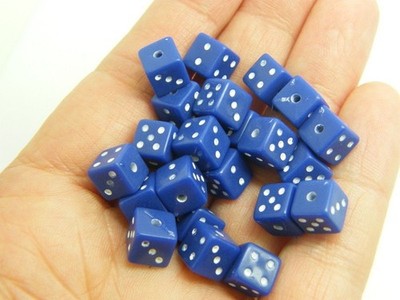 200 Dice beads 7.5 x 7.5mm dark blue white acrylic BB326 | eBay