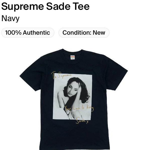 Supreme Sade T-Shirt!SS17!Navy!Medium!BNWT!Super Super Rare!100 ...