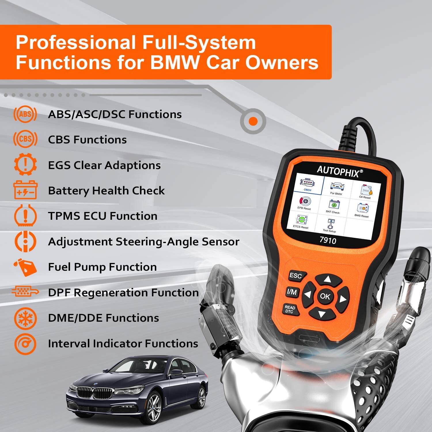 For BMW Car OBD2 Scanner ABS SRS EPB CBS DME EGS BMS Code Reader ...