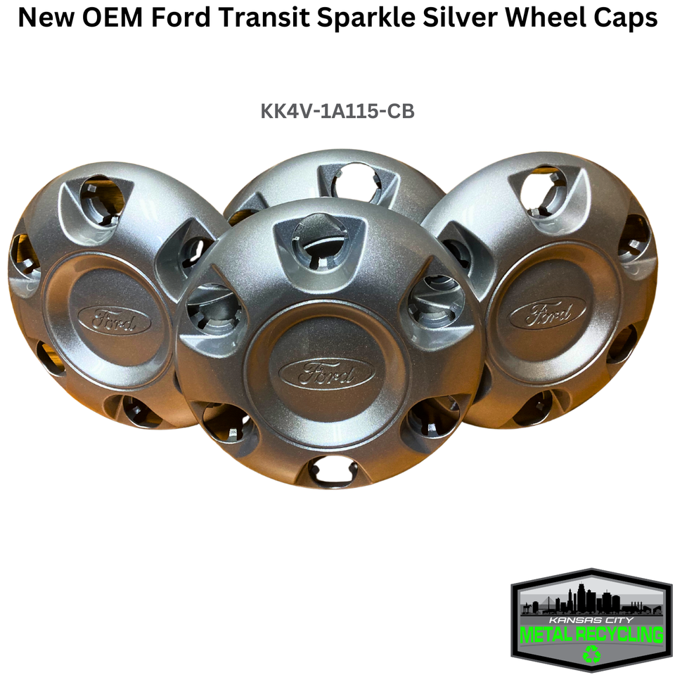 New OEM 6 Lug Sparkle Silver Center Wheel Caps (4) Ford Transit AWD 150 ...