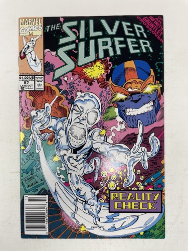 Silver Surfer #57 Newsstand 1987 Marvel Comics Infinity Gauntlet Thanos ...