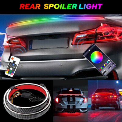 Carbon Fiber LED Car Tail Brake Light Strip Rear Lip Spoiler Trim ...