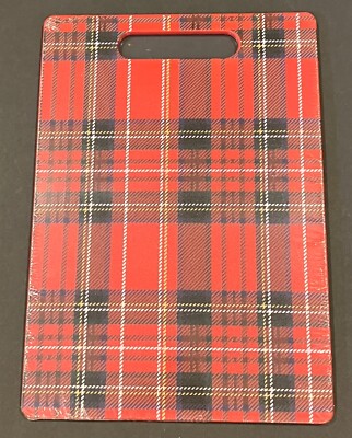 New~ CWC ~ Cook With Color~Red & Black Tartan ~ 10” X 14” Cutting Board ...