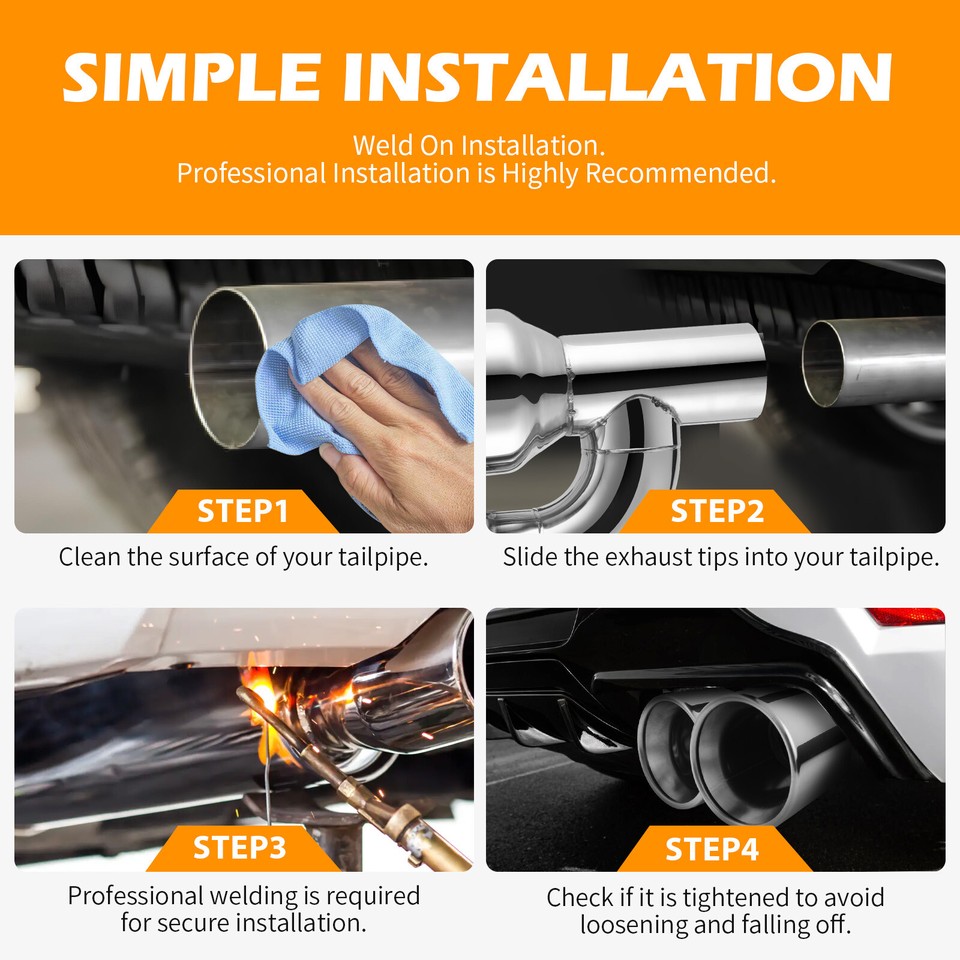 For Mercedes Benz AMG W212 E350 E400 C63 C300 C350 Dual 2.5" to 4 ...