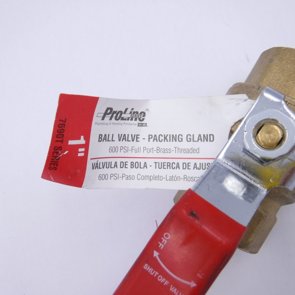 B&K ProLine 1" Gas Ball Valve FIP Full Port 7690T Series 600 WOG 107 ...